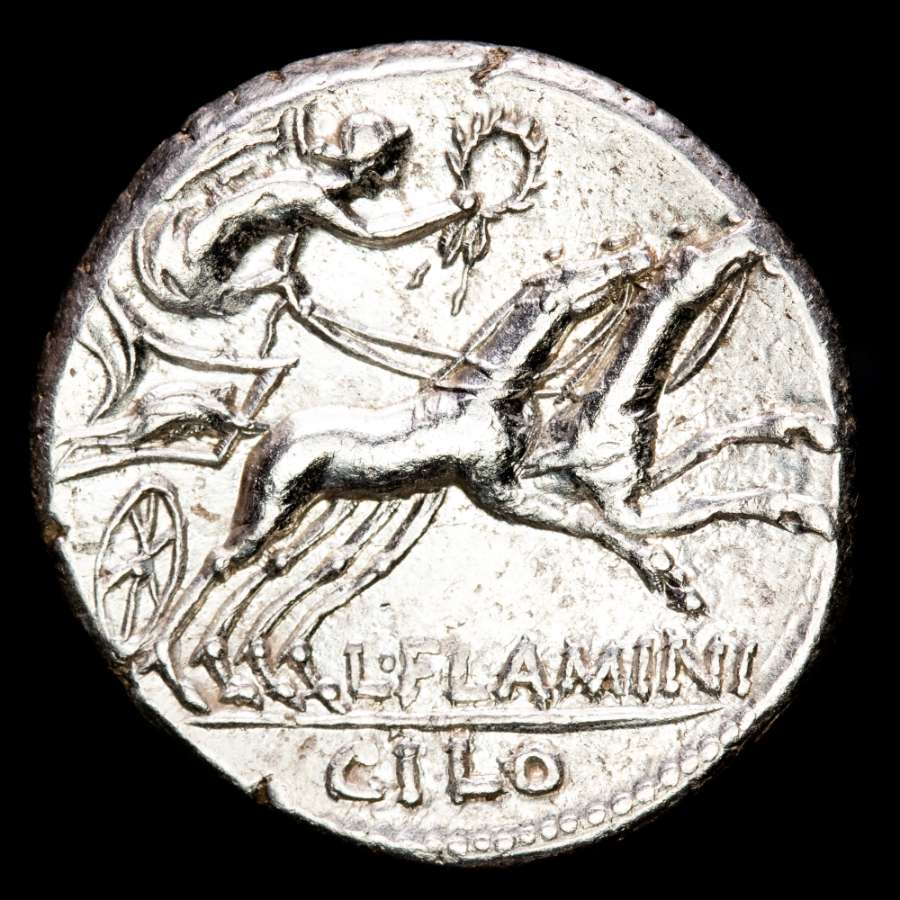 Republica Romana, L. Flaminius Cilo. Denario de plata. Roma, 109 BC ...