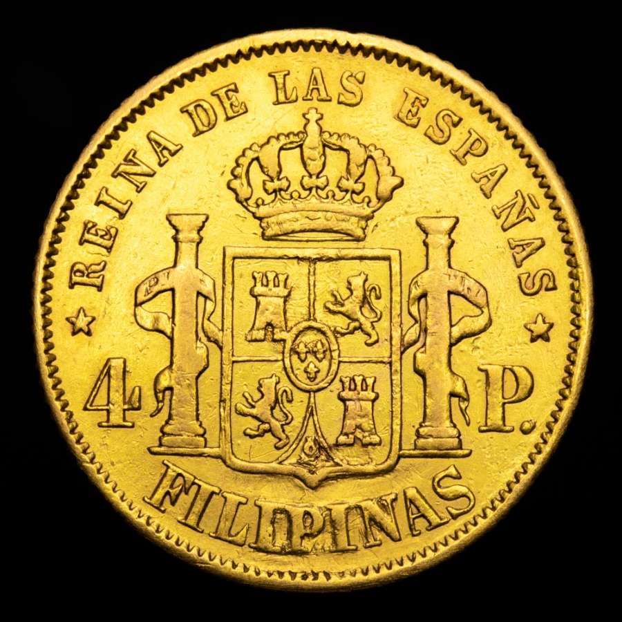 Isabel II (1833-1848). 4 Pesos de oro. Manila, 1868. | Lucernae Numismática